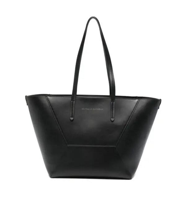 Brunello Cucinelli Duo Logo Tote Bag - Black