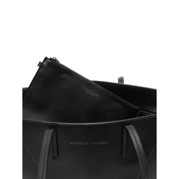 Brunello Cucinelli Duo Logo Tote Bag - Black