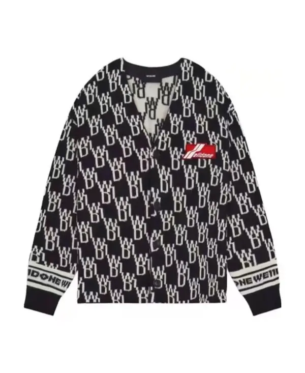 We11Done Logo Jacquard Knitted Cardigan