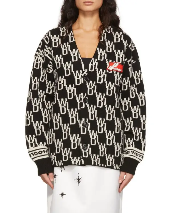 We11Done Logo Jacquard Knitted Cardigan