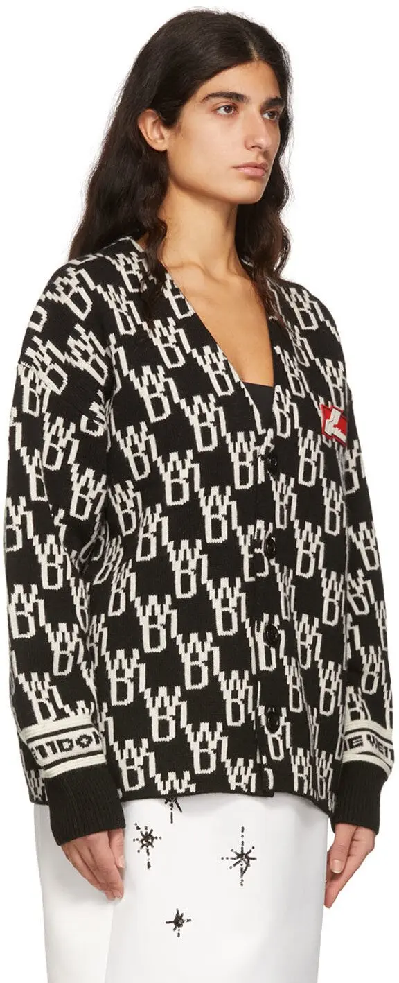 We11Done Logo Jacquard Knitted Cardigan