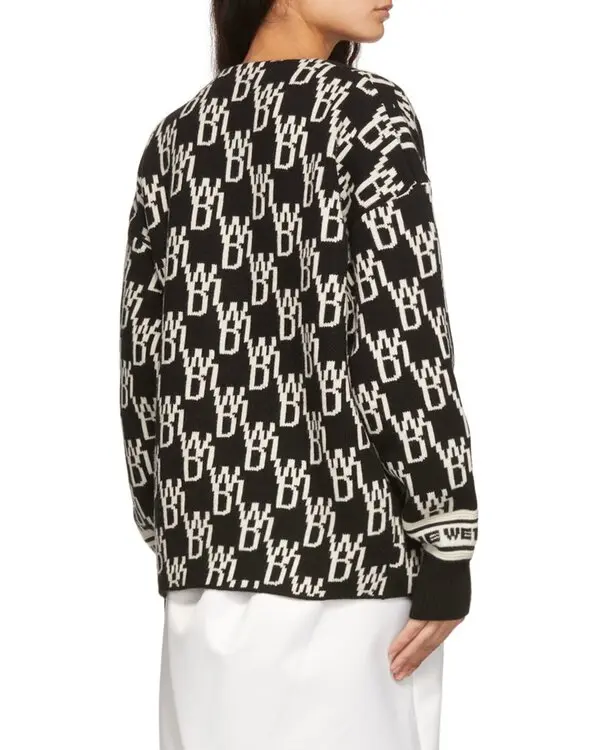 We11Done Logo Jacquard Knitted Cardigan