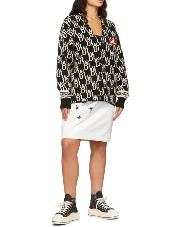 We11Done Logo Jacquard Knitted Cardigan