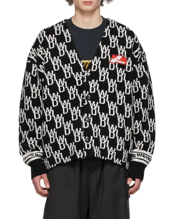 We11Done Logo Jacquard Knitted Cardigan
