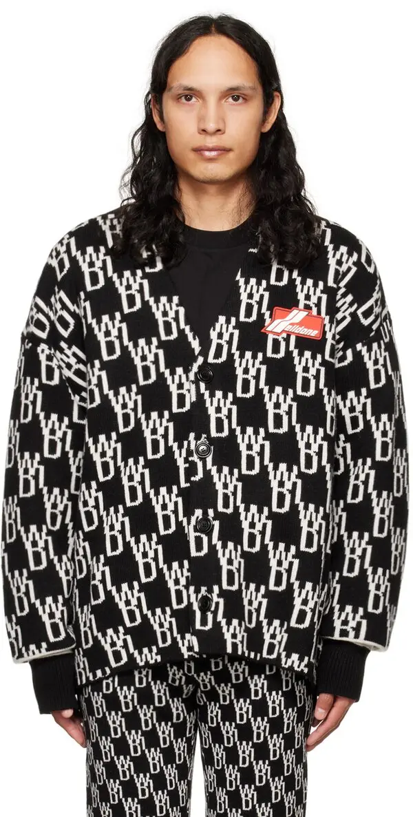 We11Done Logo Jacquard Knitted Cardigan