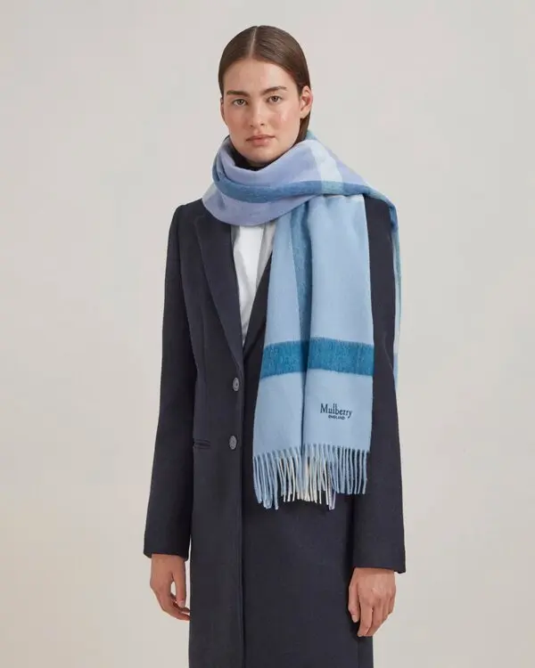 Mulberry Large Plaid Wool Scarf