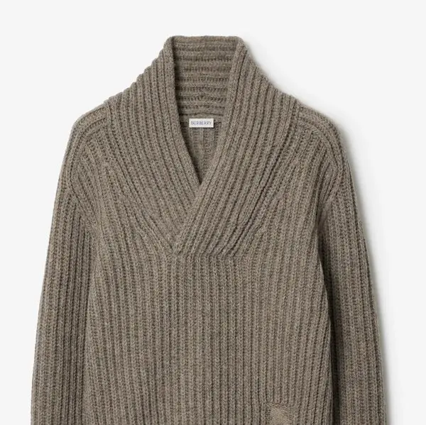 Burberry Shawl Collar Knitted Jumper With Equestrian Knight Design