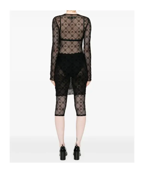 MARINE SERRE Moon Embellished Long-sleeved Dress