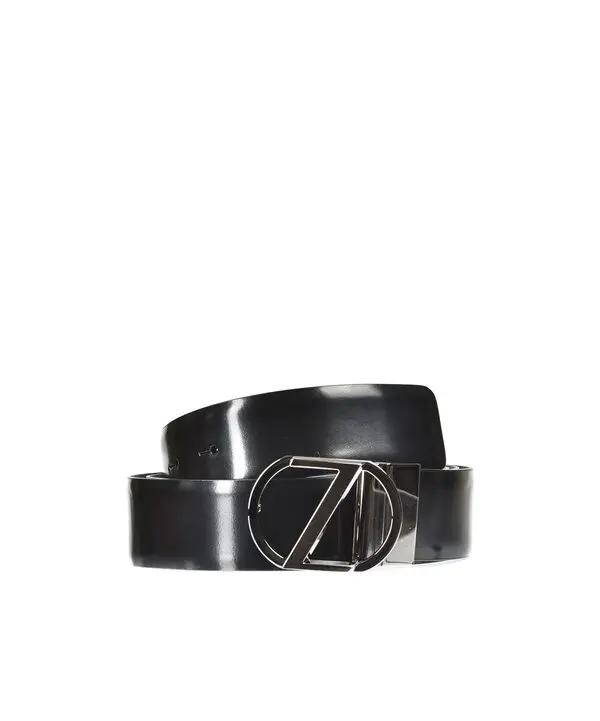 Zegna Logo Buckle Belt - Black