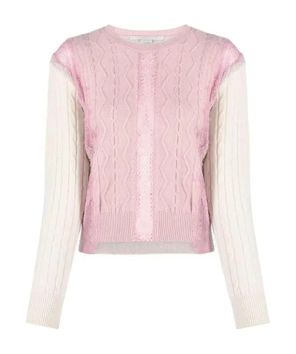 Stella McCartney Contrast Panel Cable Knit Jumper - Pink