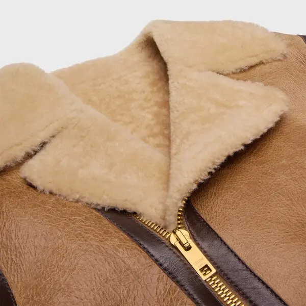 Celine Biker Jacket In Lambskin Shearling