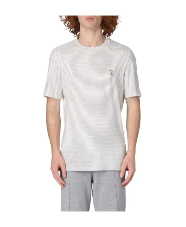 Brunello Cucinelli Cotton-linen Striped T-shirt