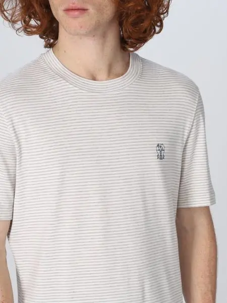 Brunello Cucinelli Cotton-linen Striped T-shirt