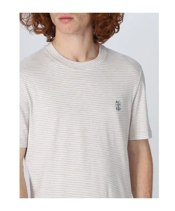 Brunello Cucinelli Cotton-linen Striped T-shirt