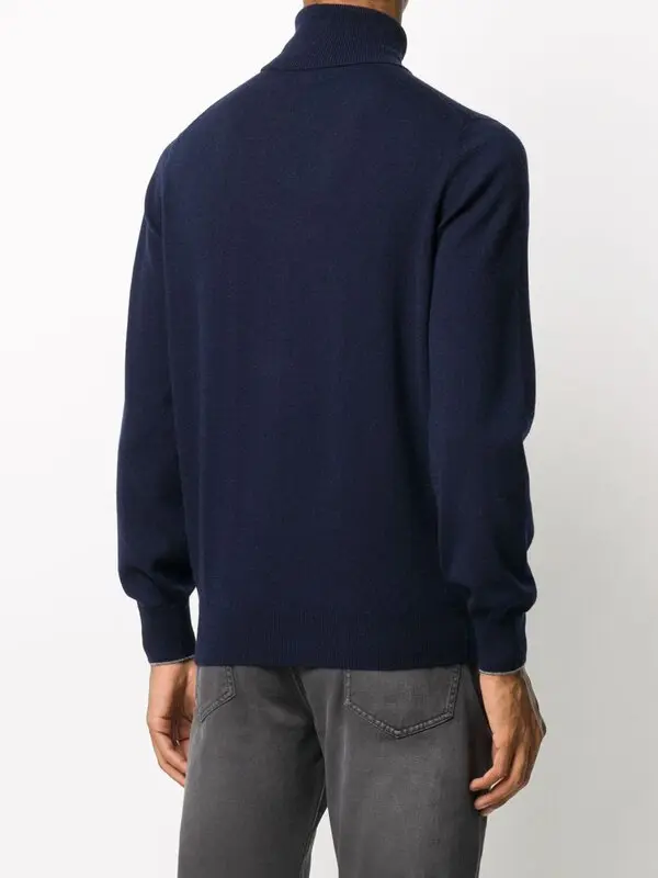 Brunello Cucinelli Knitted Turtleneck Jumper - Blue