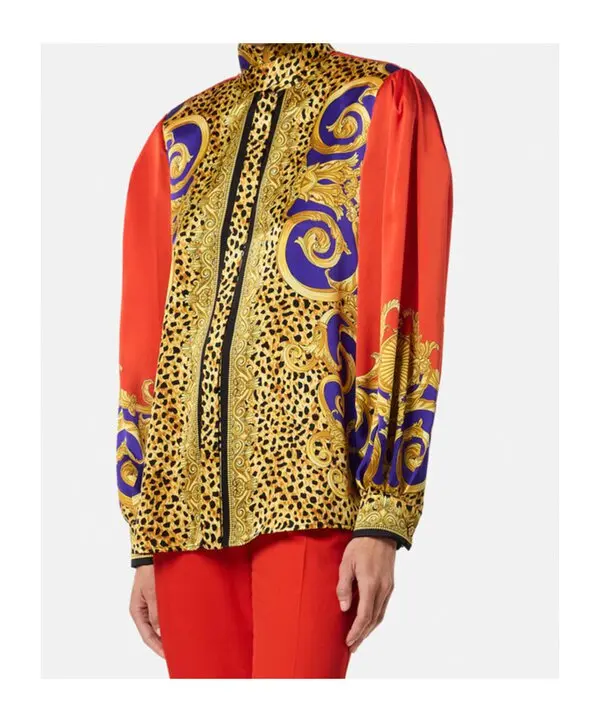 Versace Baroque Print Puff Sleeve Blouse