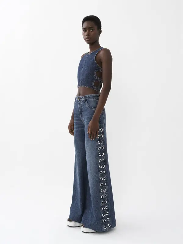 Chloé Side Cut-out Denim Top