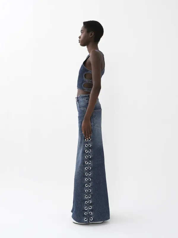 Chloé Side Cut-out Denim Top