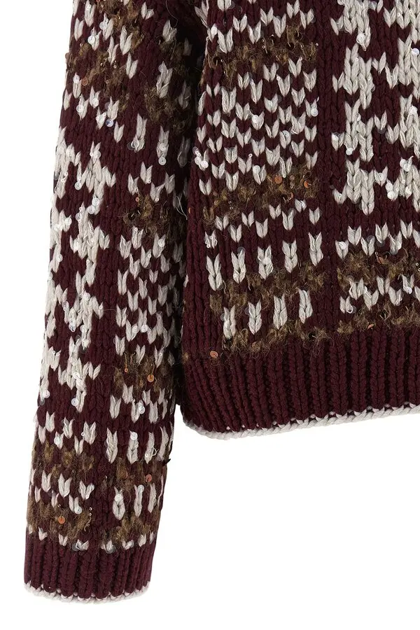 Brunello Cucinelli Sequin Embellished Mock Neck Sweater