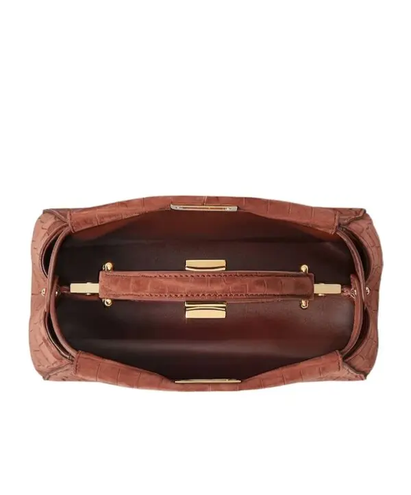 Fendi Sienna Nubuck Crocodile Leather Bag - Brown
