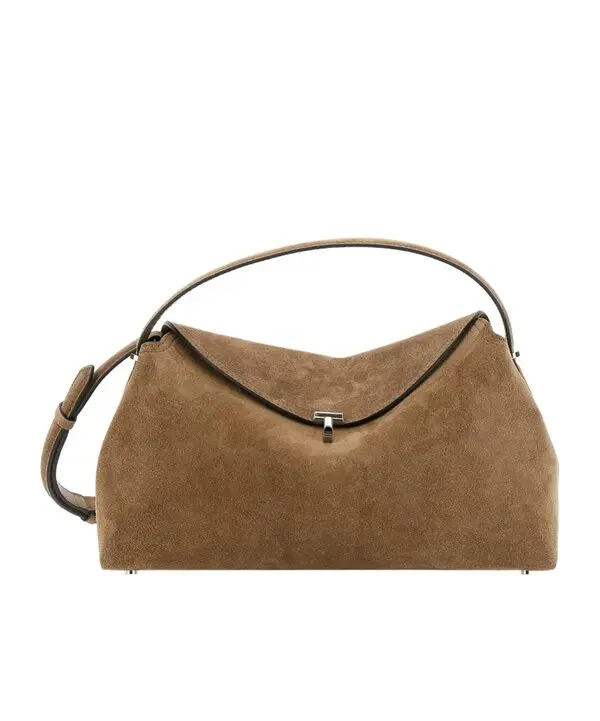TOTEME T-lock Suede Tote Bag - Brown