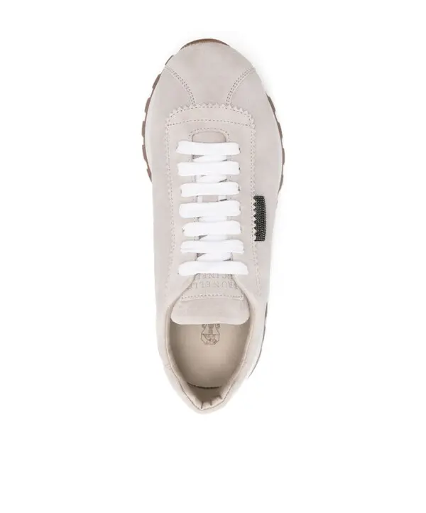 Brunello Cucinelli Suede Lace-up Sneakers - White