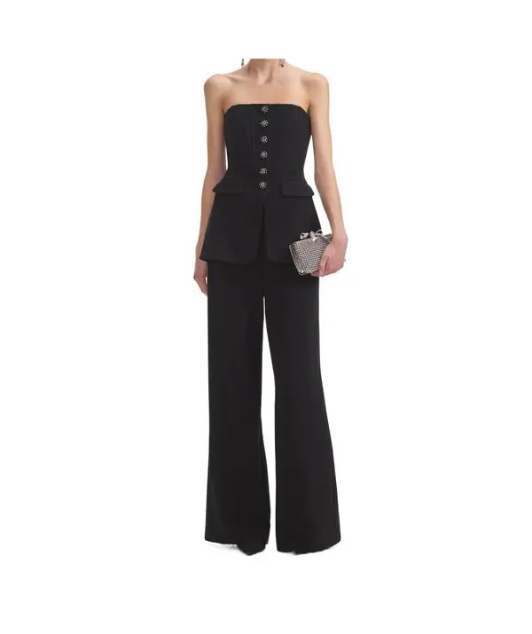 SELF-PORTRAIT Bandeau Crepe Jumpsuit - Black