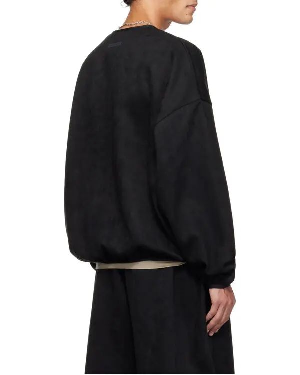 Fear Of God Long Sleeve Crewneck Sweatshirt With Ribbed Details - Black