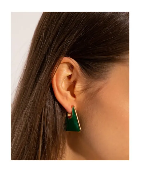 Bottega Veneta Triangle Enamel Earrings - Green