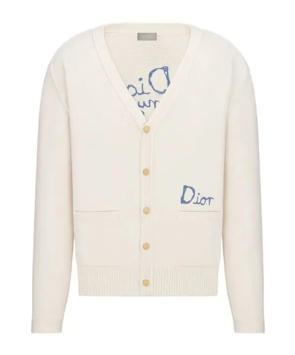 Dior Ribbed Knit V-neck Cardigan