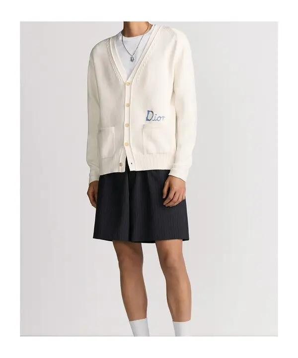 Dior Ribbed Knit V-neck Cardigan