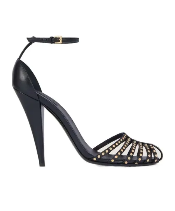 Givenchy Leather Cage Heeled Sandals With Studs