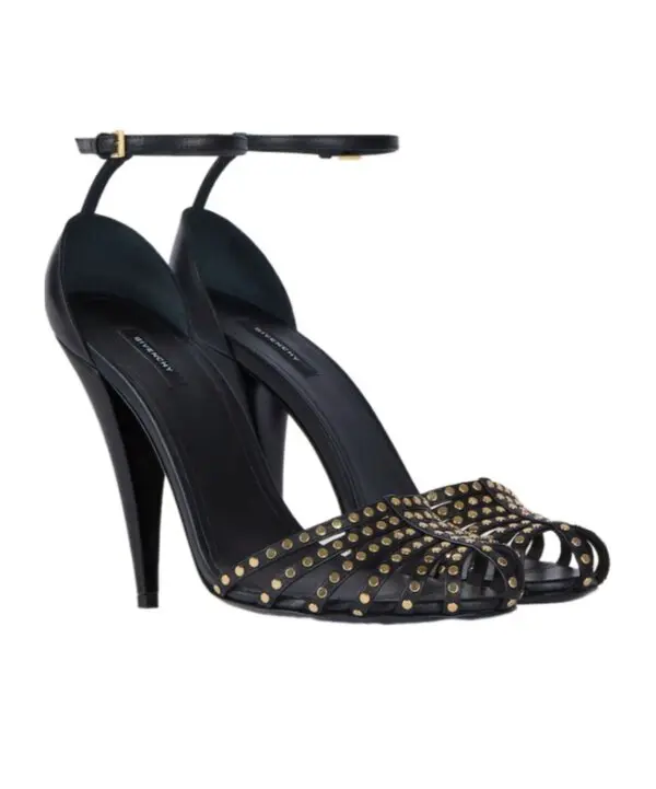 Givenchy Leather Cage Heeled Sandals With Studs