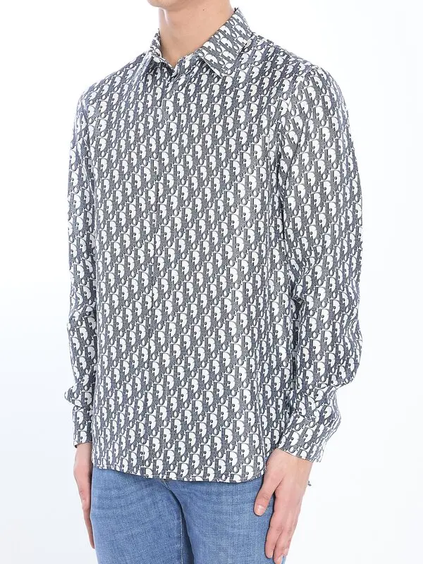 Dior All-over Logo Patterned Button-up Shirt - White/blue