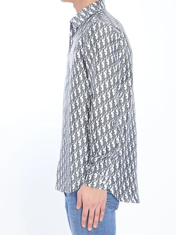 Dior All-over Logo Patterned Button-up Shirt - White/blue