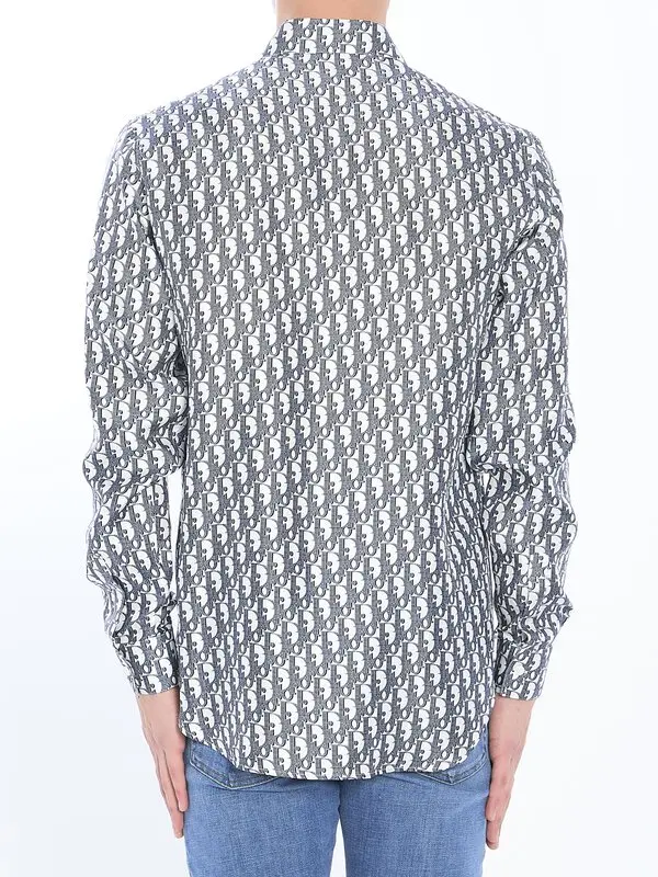 Dior All-over Logo Patterned Button-up Shirt - White/blue