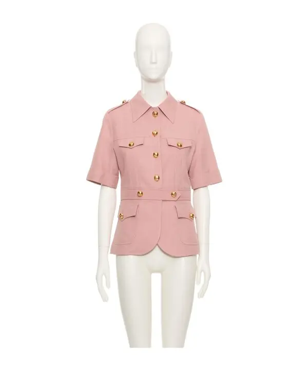 Valentino Garavani Short Sleeve Casual Jacket With Button Detail