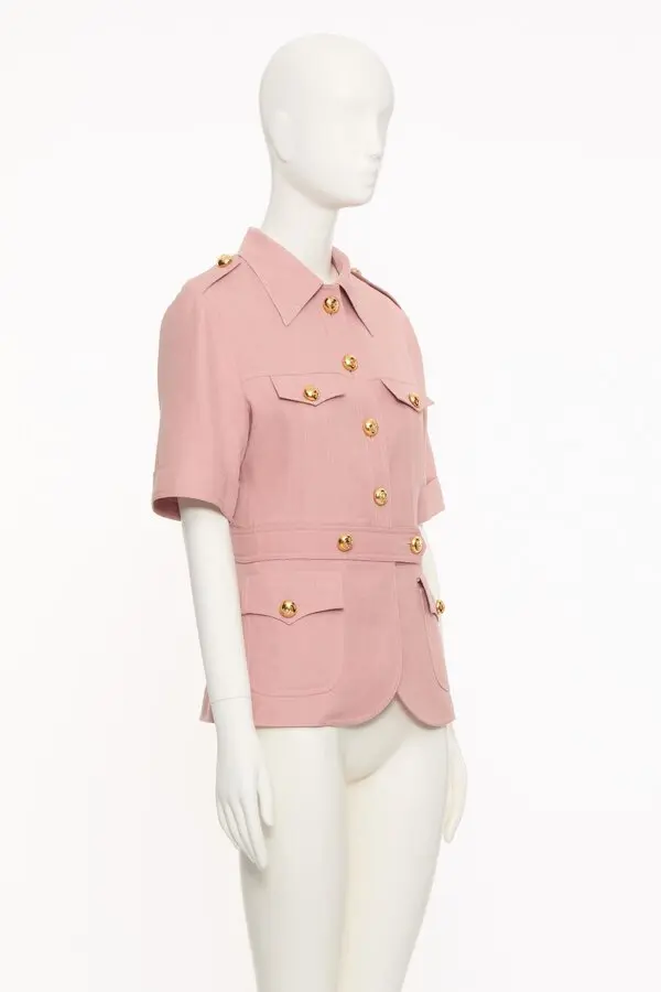 Valentino Garavani Short Sleeve Casual Jacket With Button Detail