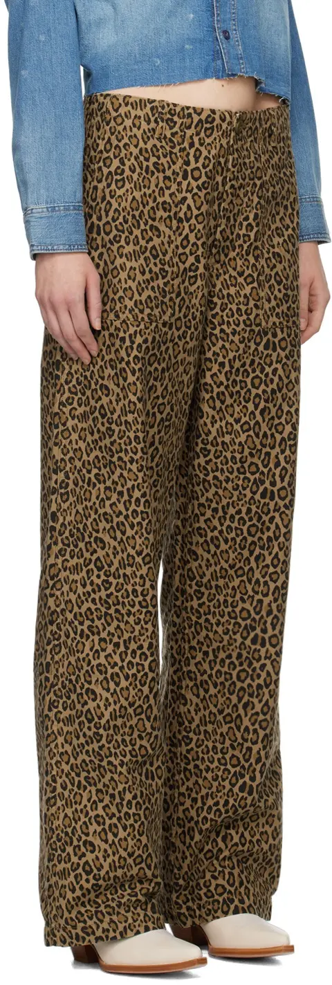 R13 Wide-leg Leopard Print Trousers