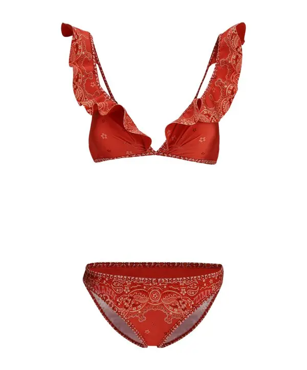 Zimmermann Bandana Printed Lucky Frill Bikini - Red