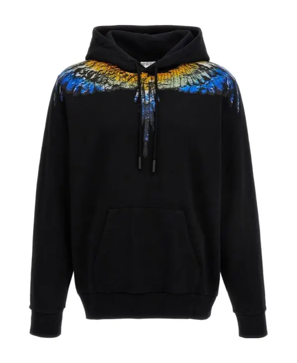 MARCELO BURLON COUNTY OF MILAN Icon Wings Drawstring Hoodie - Black