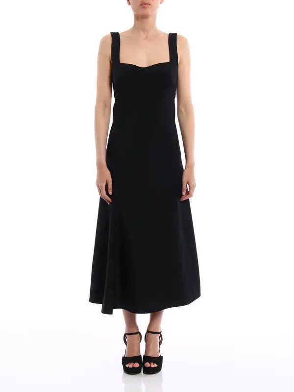 Victoria Beckham Cady Square Neck Midi Dress
