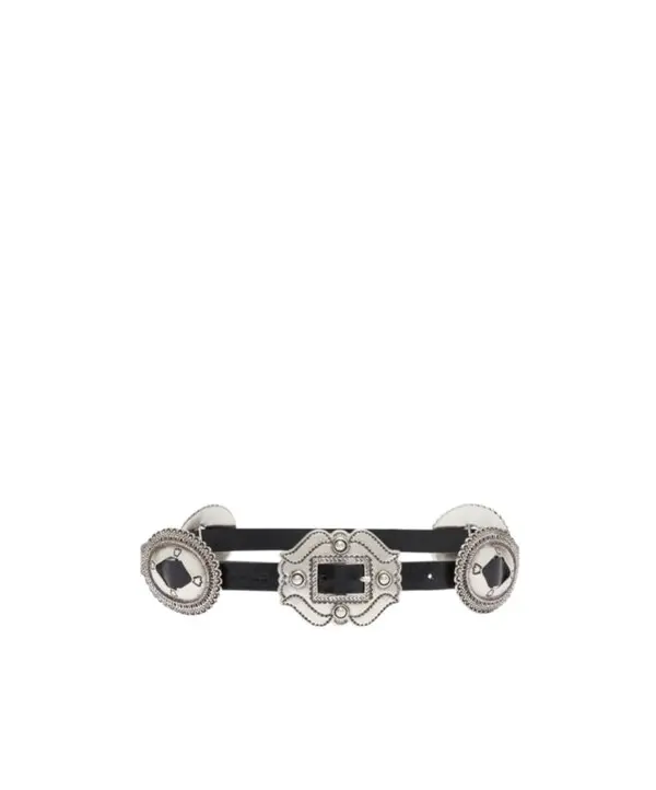 Pinko Belt With Large Engraved Buckle - Gray