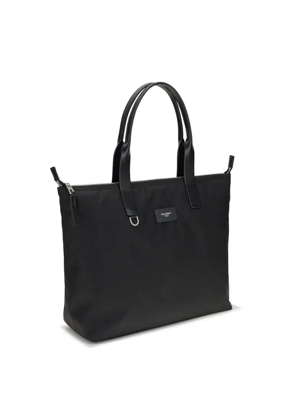 Dolce & Gabbana Logo Patch Shopping Bag - Black