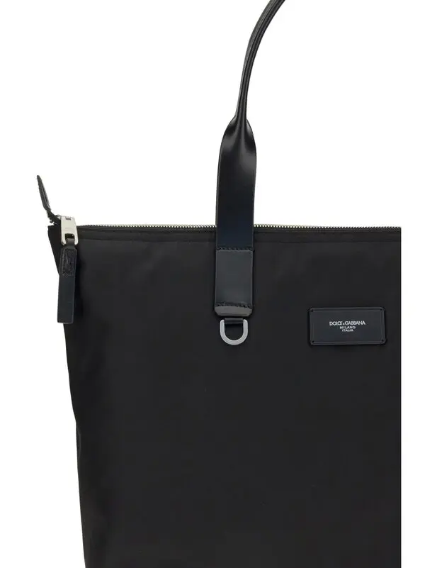 Dolce & Gabbana Logo Patch Shopping Bag - Black