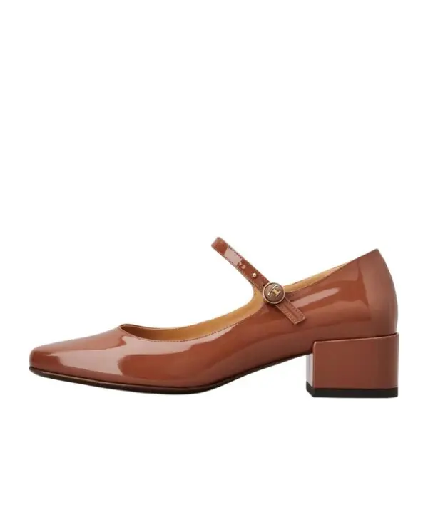 TOD'S 40mm Leather Mary Jane Pumps With Adjustable Buckle - Brown