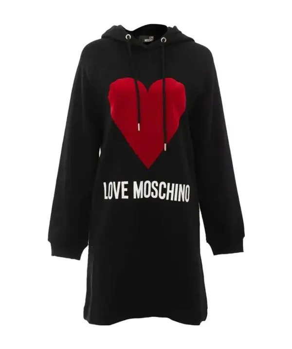 Moschino Printed Hoodie Dress With Heart Applique