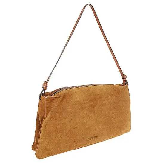 Staud Wally Logo Debossed Shoulder Bag - Brown