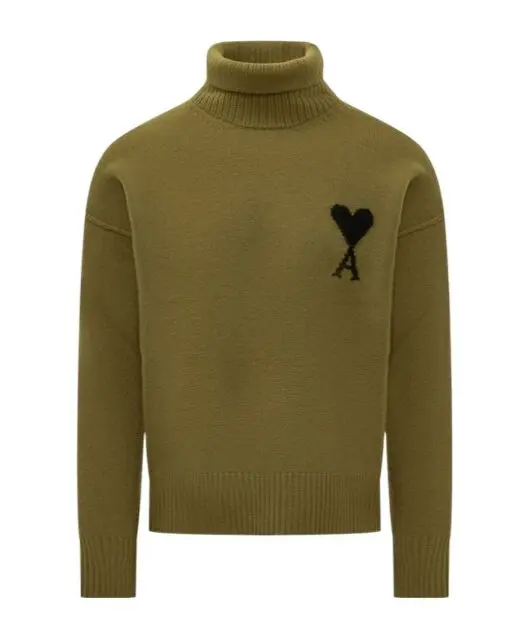Ami De Coeur Funnel Neck Knitted Jumper - Green
