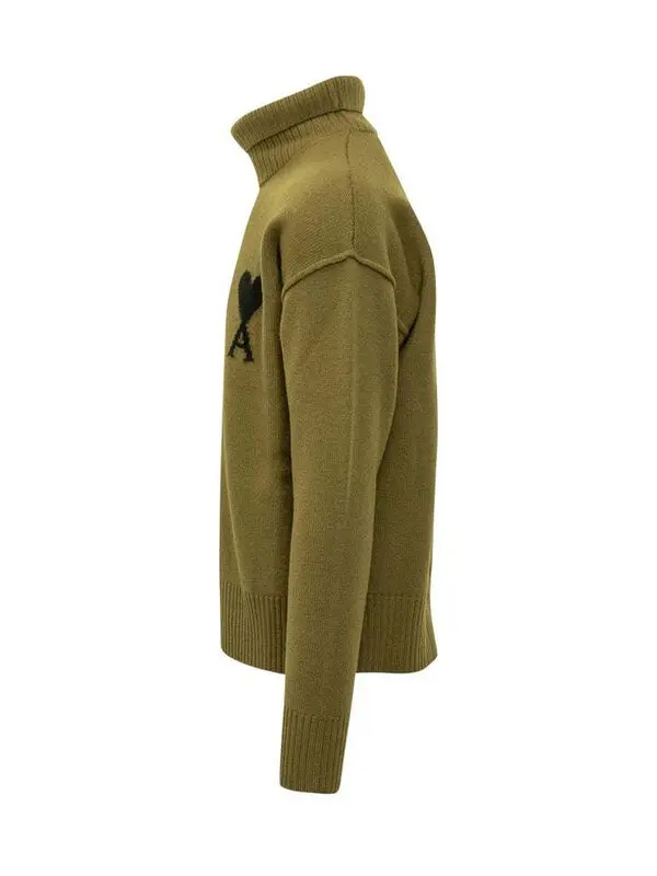 Ami De Coeur Funnel Neck Knitted Jumper - Green